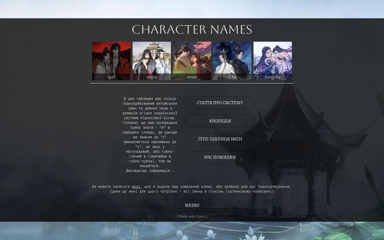 Імена персонажів даньмей-романів